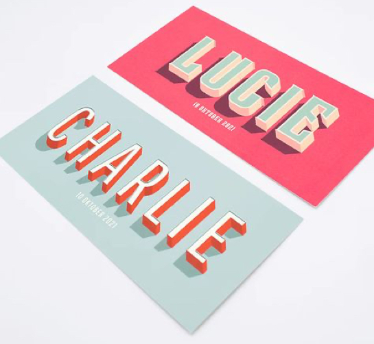 A word with a double drop shadow